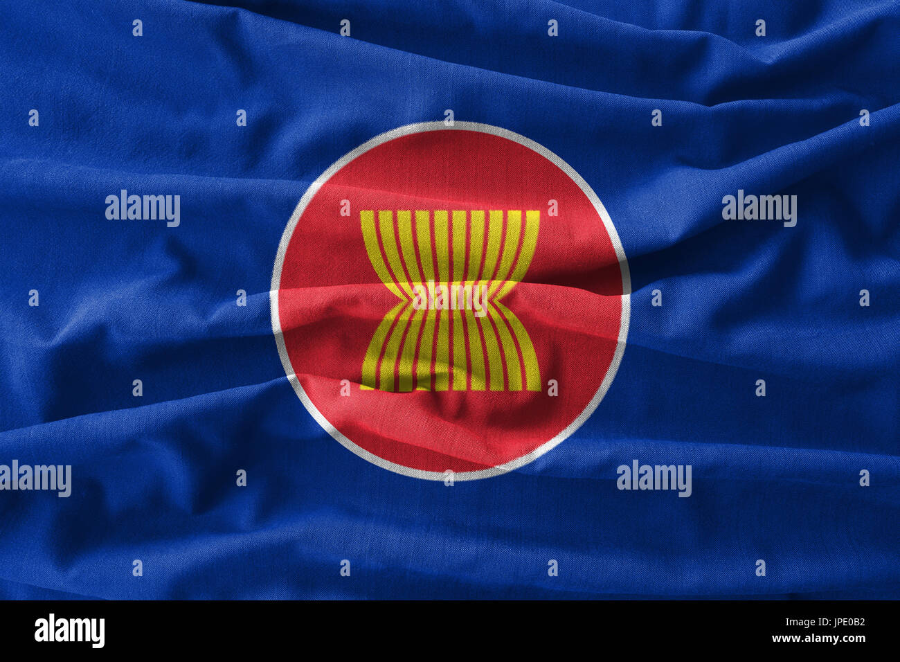 ASEAN flag painting on high detail of wave cotton fabrics . 3D ...