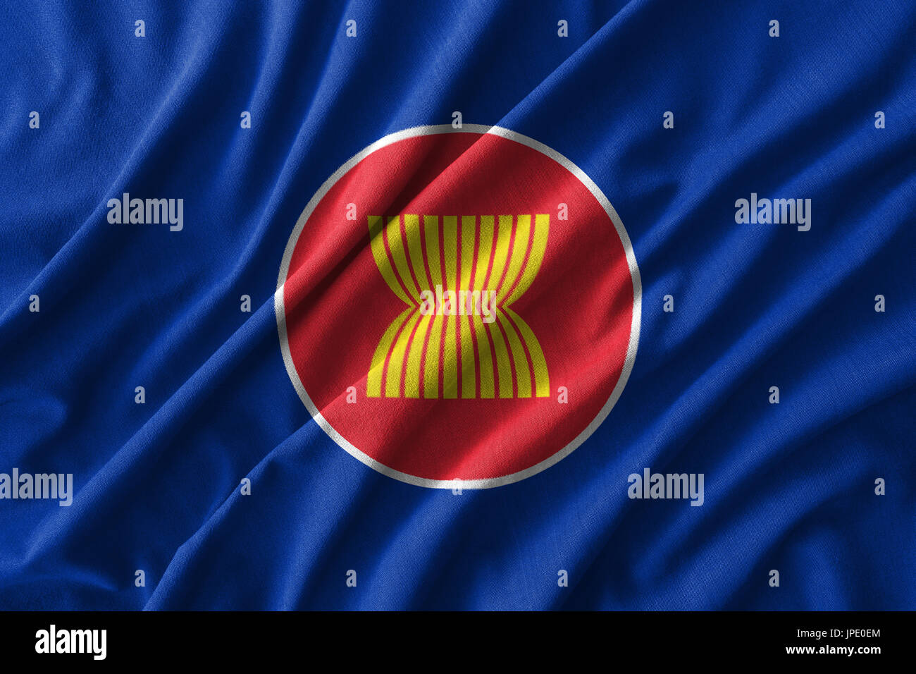 ASEAN flag painting on high detail of wave cotton fabrics . 3D ...