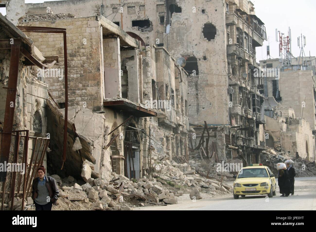 Ruined buildings in the old city of Aleppo, northern Syria, are ...