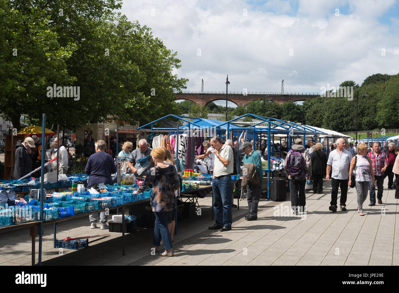 Chester-le-Street open air market, north east England, UK Stock Photo ...