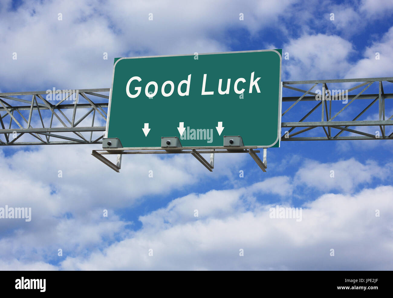 Good luck Highway interstate Road Sign Stock Photo - Alamy