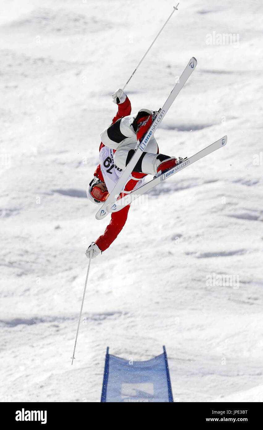 Ikuma Horishima of Japan competes in the men's dual moguls final at the ...