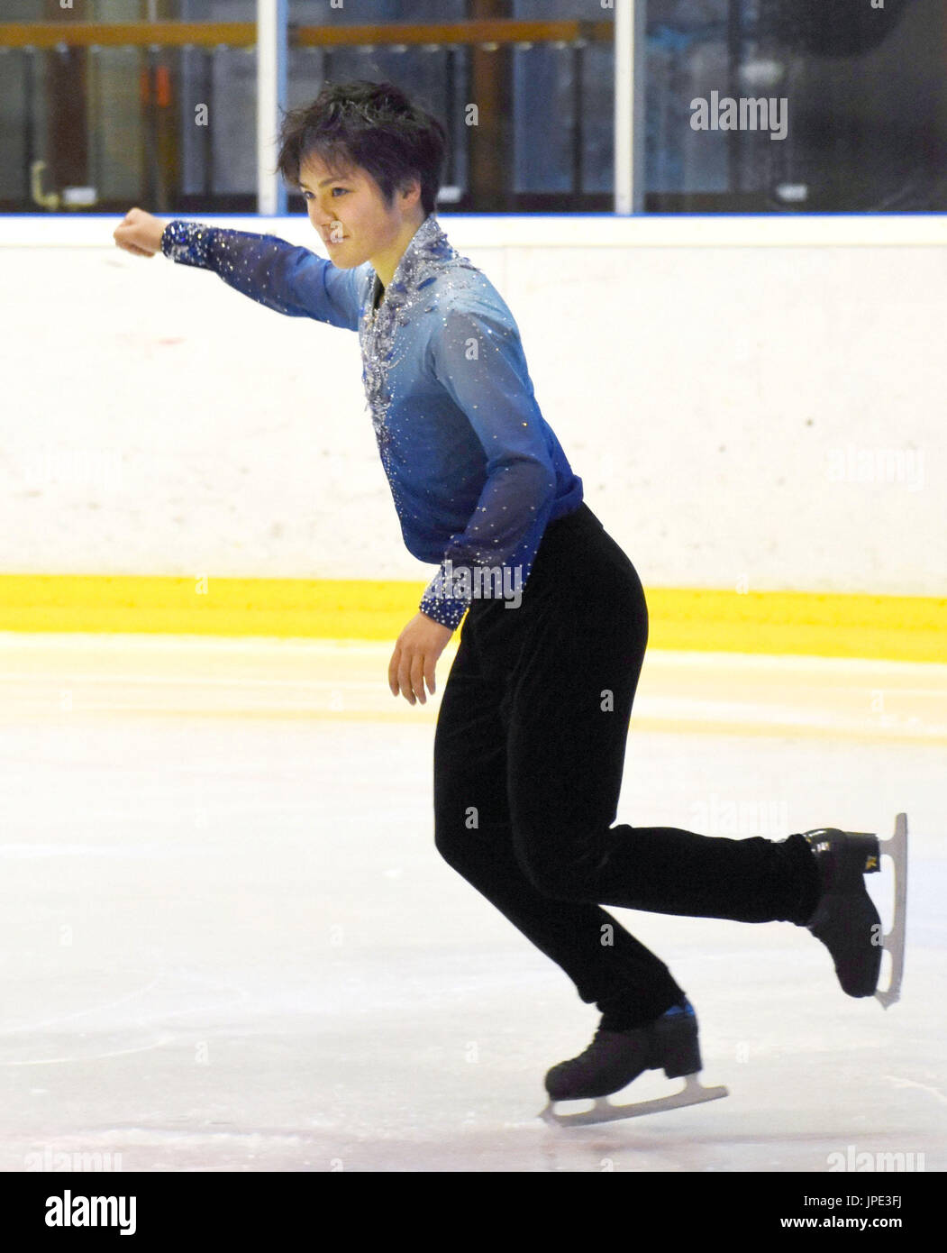 Japan's Shoma Uno pumps his fist during the Coupe du Printemps men's ...
