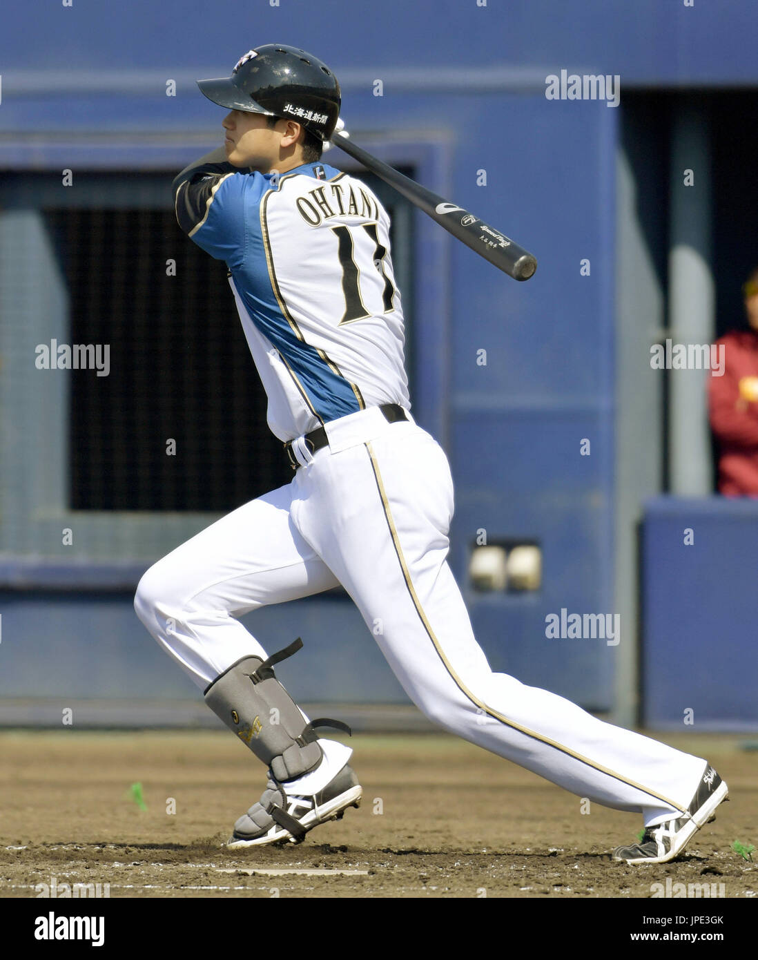 Nippon Ham Fighters two-way player Shohei Otani hits a two-run home run ...