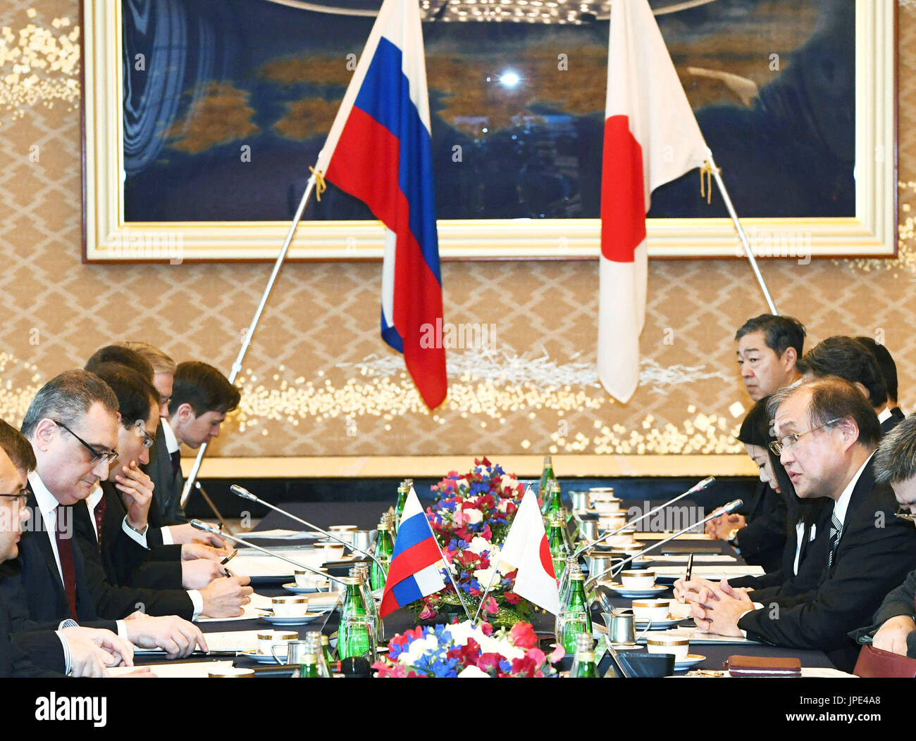 Senior officials of Japan (R side) and Russia hold the first talks on ...