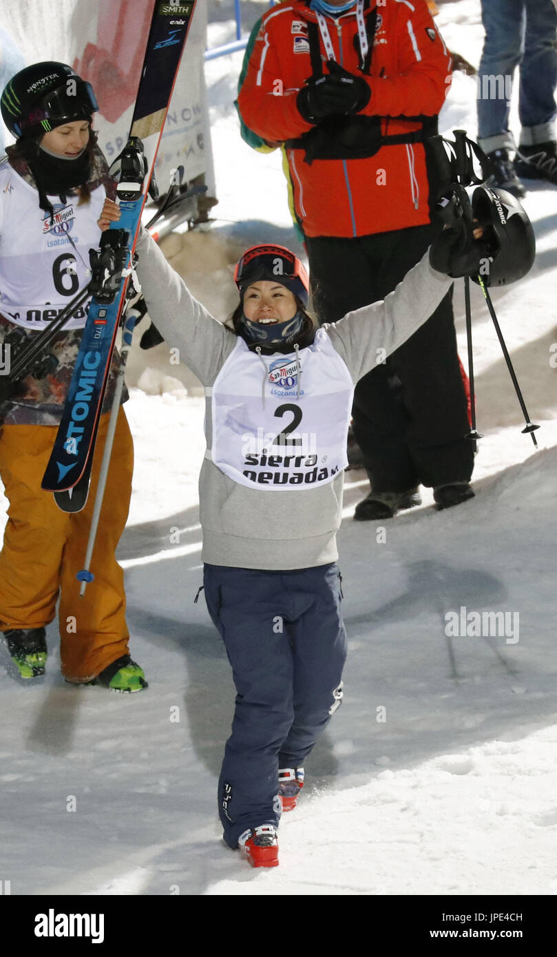 Japan's Ayana Onozuka celebrates after winning the women's freestyle ...