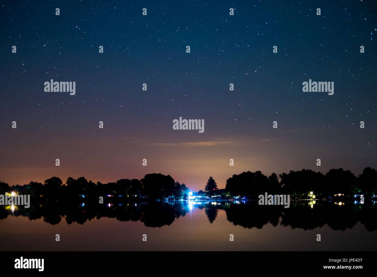 lake landscape at night , beautiful stars sky background Stock Photo ...