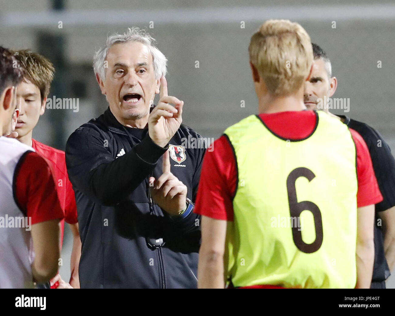 The Japanese men's national soccer team coach Vahid Halilhodzic (C ...