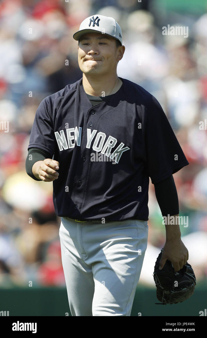 New York Yankees starting pitcher Masahiro Tanaka leaves the mound ...