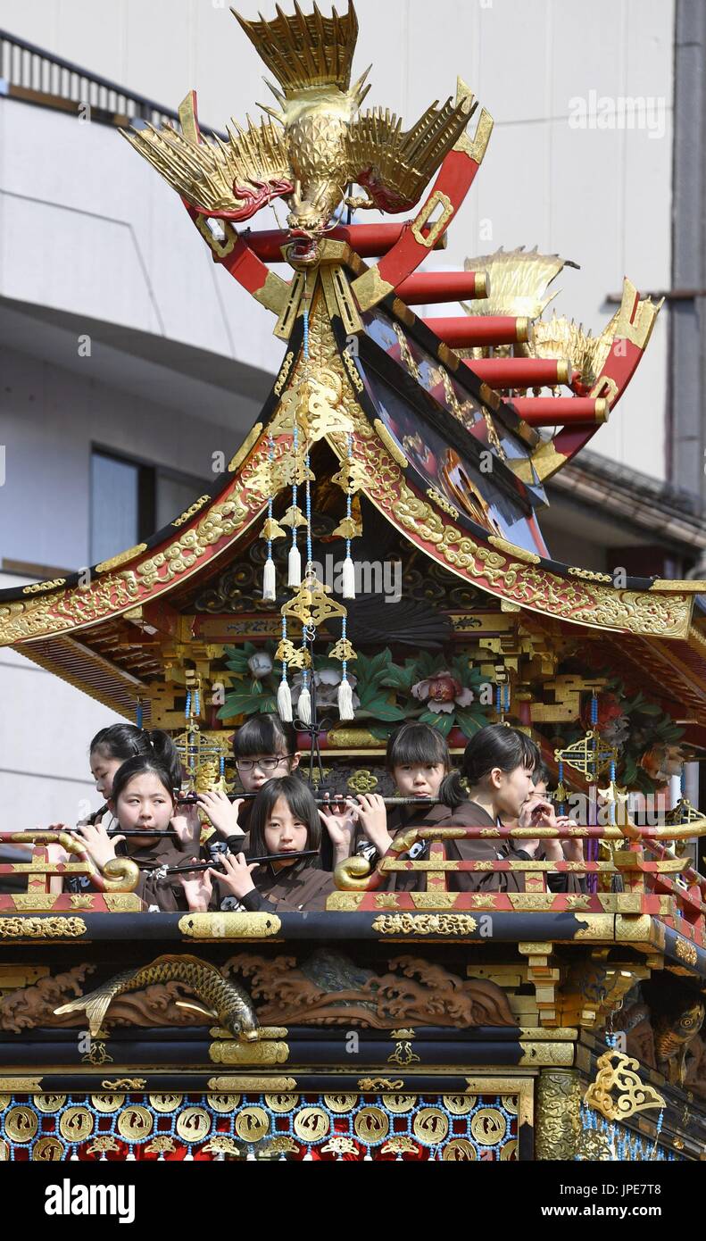 Colorful floats parade in the central Japan city of Takayama on April ...