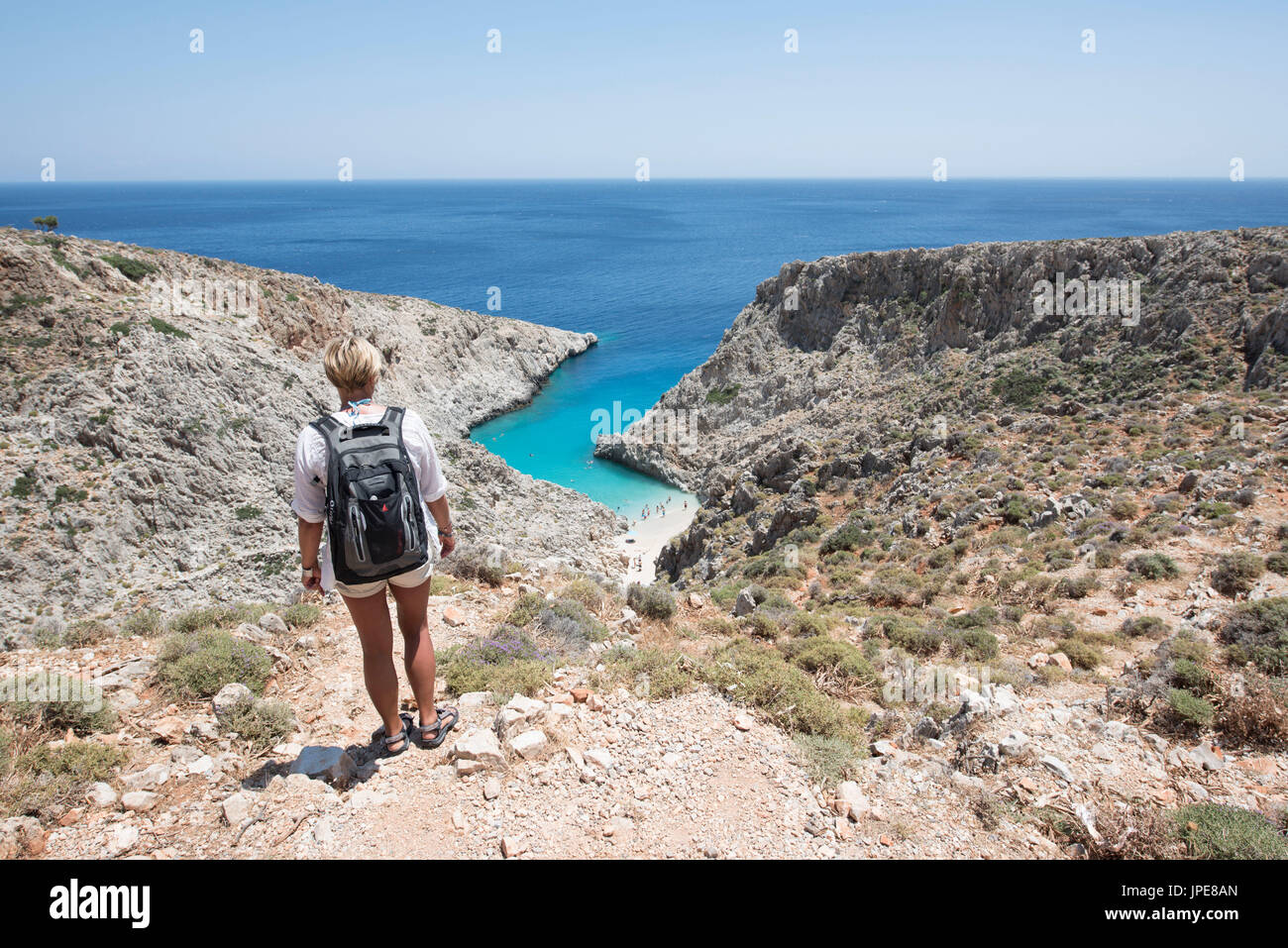 Europe this tiny white beach is situated near chania hi-res stock ...