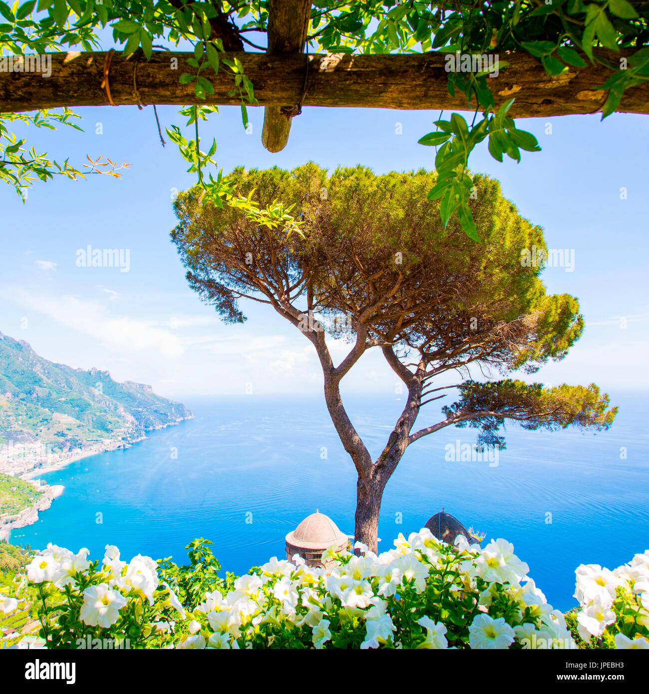 Ravello, Amalfi Coast, Sorrento, Italy. View of the coastline from ...