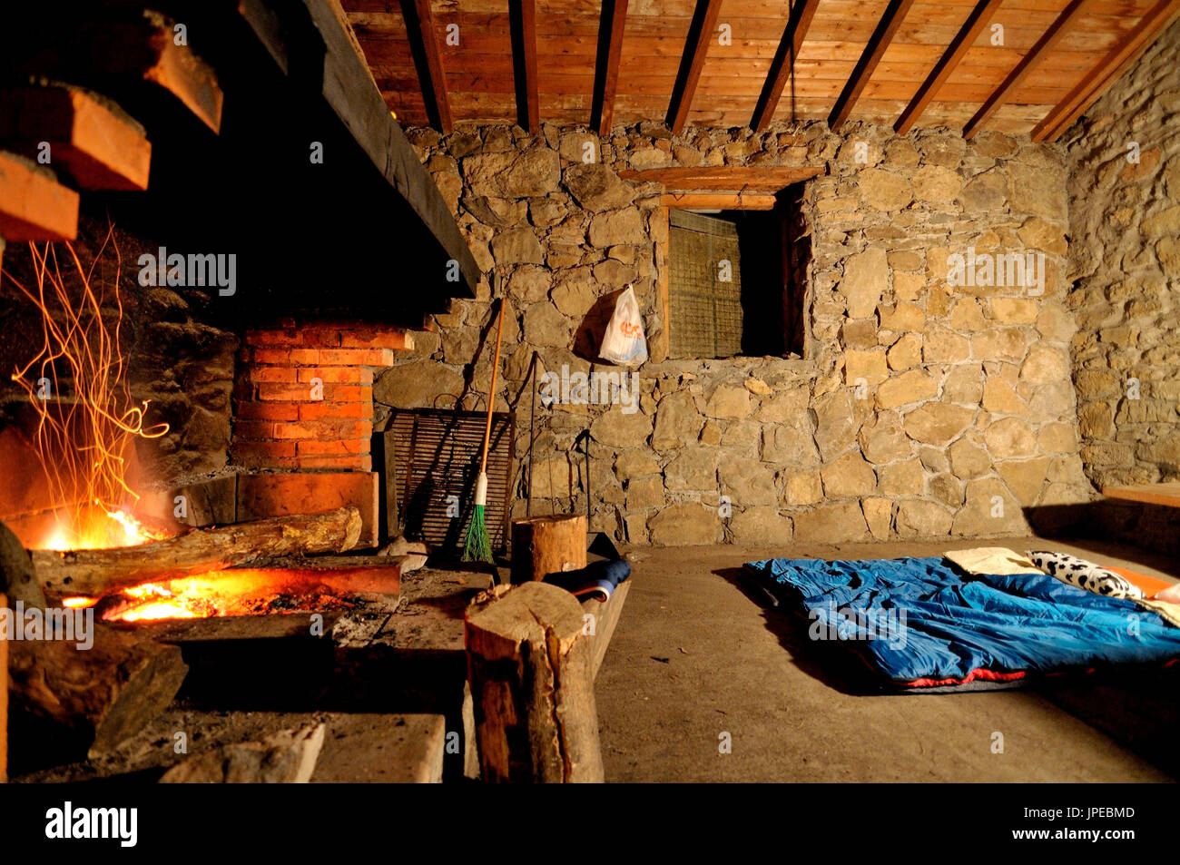 Inside mountain refuge. Regional park of Acquerino, Tuscany, Italy ...