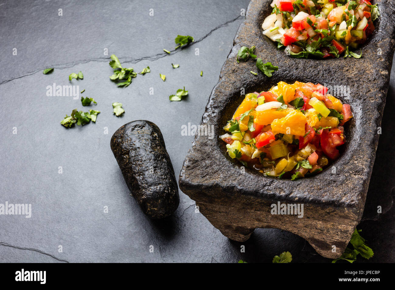 Famous mexican sauces salsas - pico de gallo, salsa bandera mexicana in ...