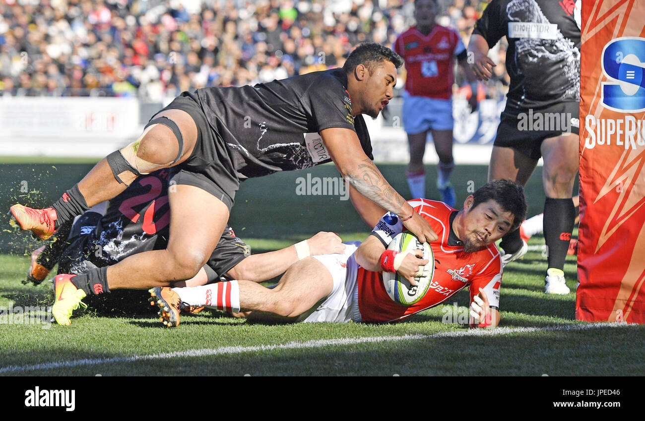 Sunwolves scrumhalf Fumiaki Tanaka, seen here scoring a try against the ...