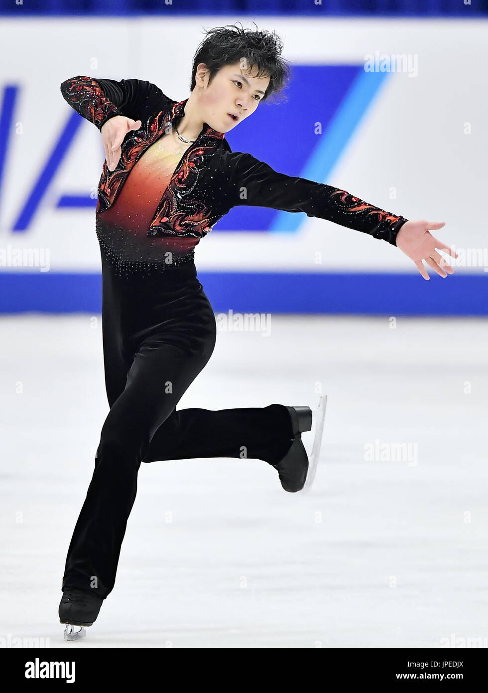 Shoma Uno of Japan performs his free skate en route to overtaking China ...