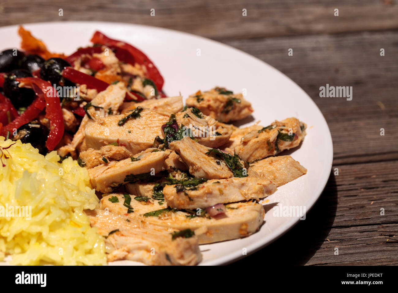 Spicy Chicken Diablo with cilantro, olives, peppers, garlic and onion ...