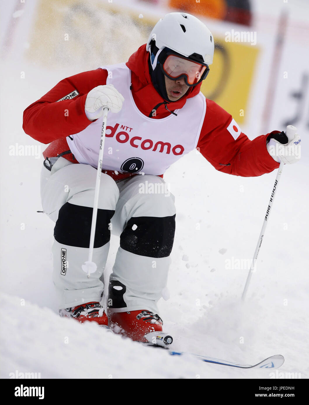 Ikuma Horishima of Japan competes in the men's moguls during the ...