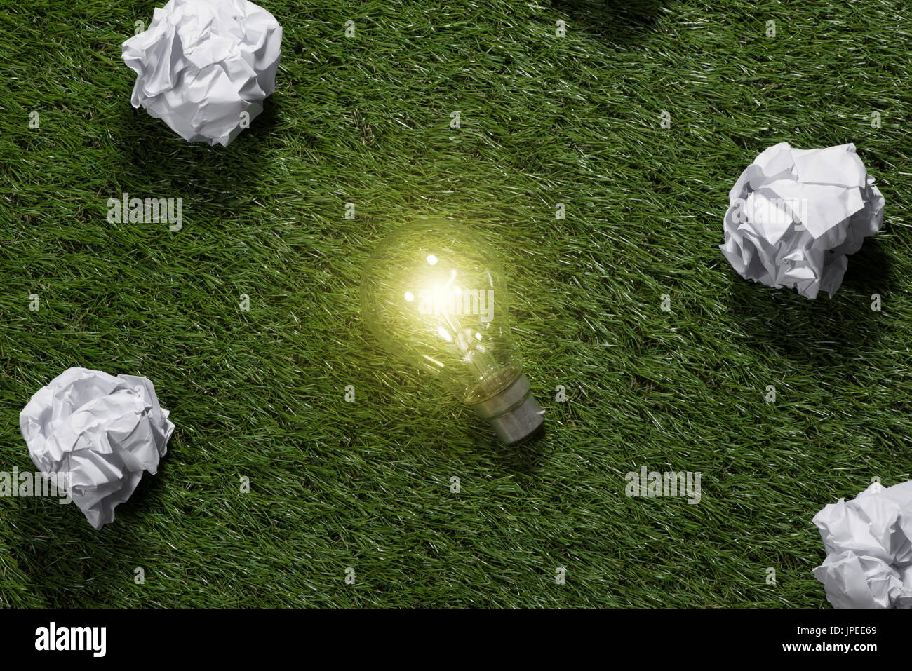 Brainstorming. Great concept with crumpled office paper and light bulb ...
