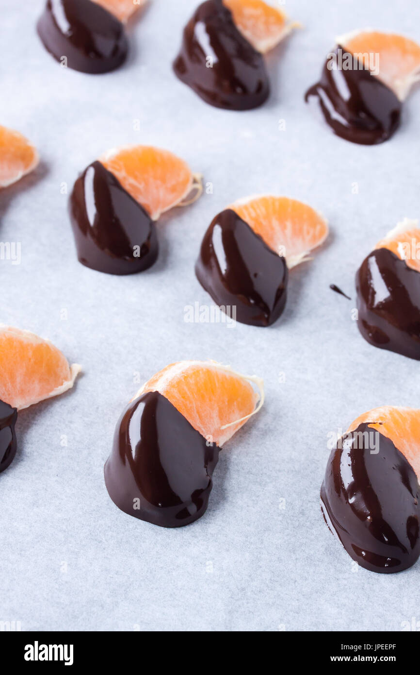 tangerine, mandarin chocolate fondue Stock Photo - Alamy