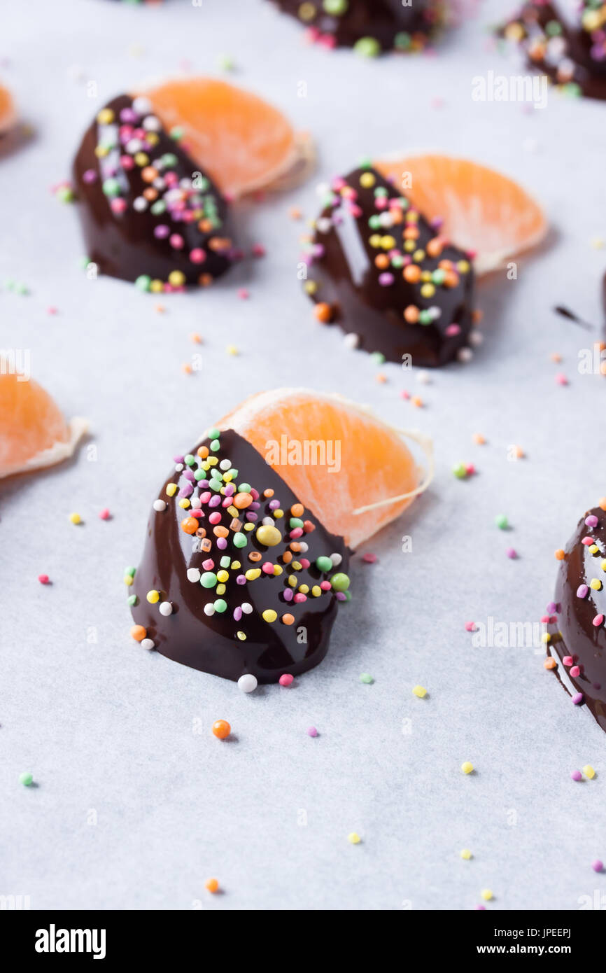 tangerine, mandarin chocolate fondue Stock Photo - Alamy