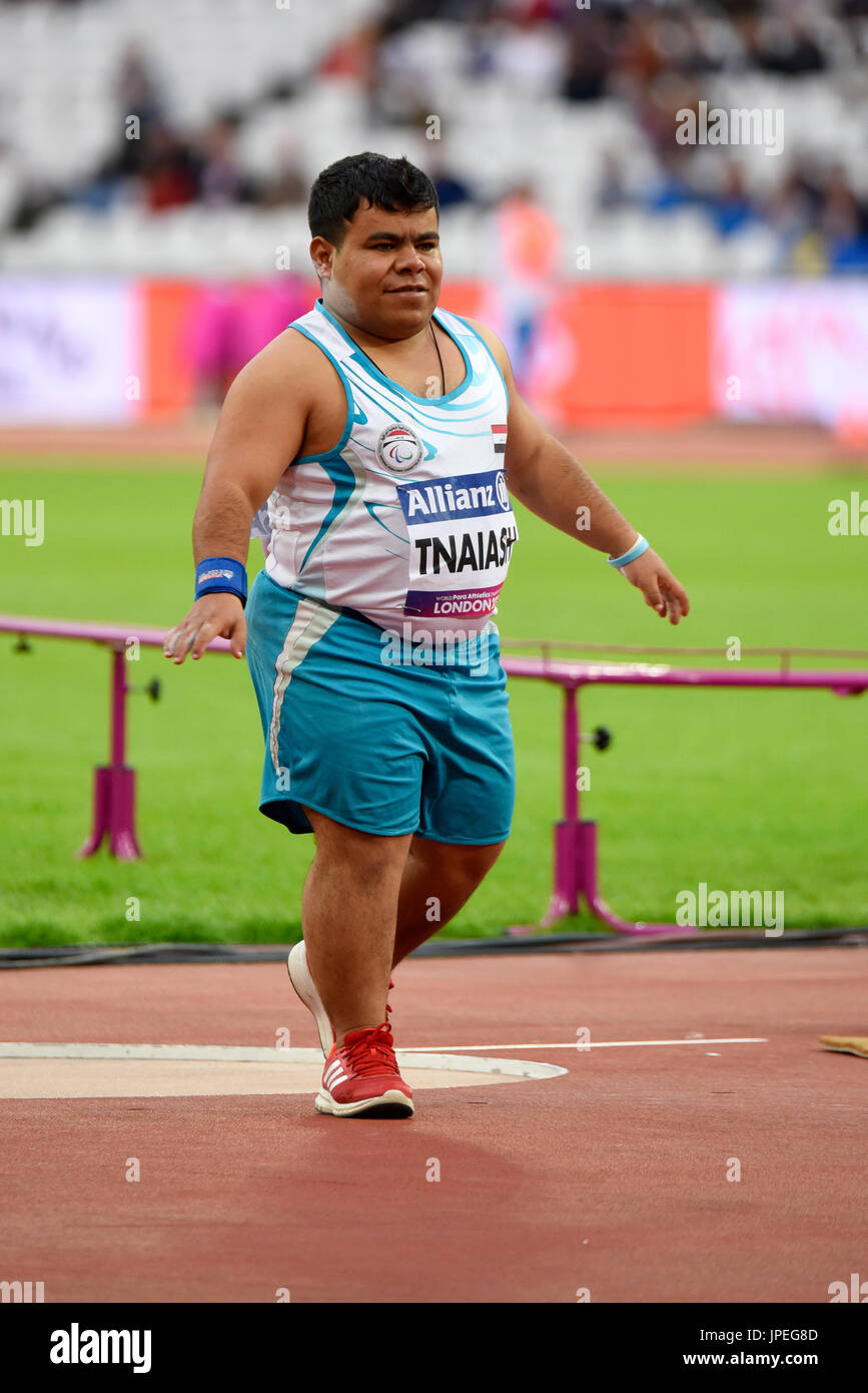 Garrah Tnaiash competing in the shot put in the World Para Athletics ...