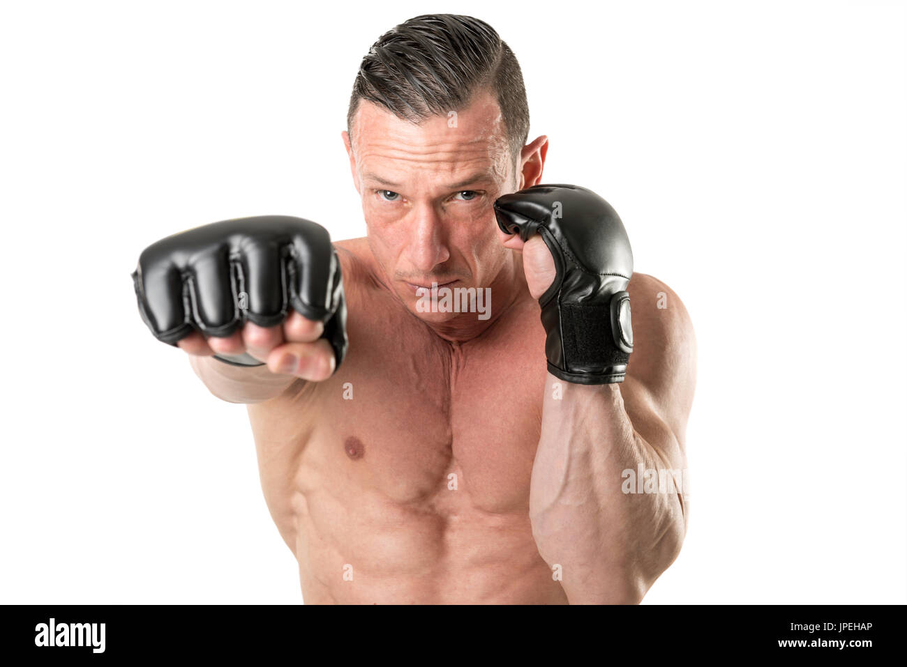 Strong Mixed Martial Arts fighter isolated in white Stock Photo - Alamy