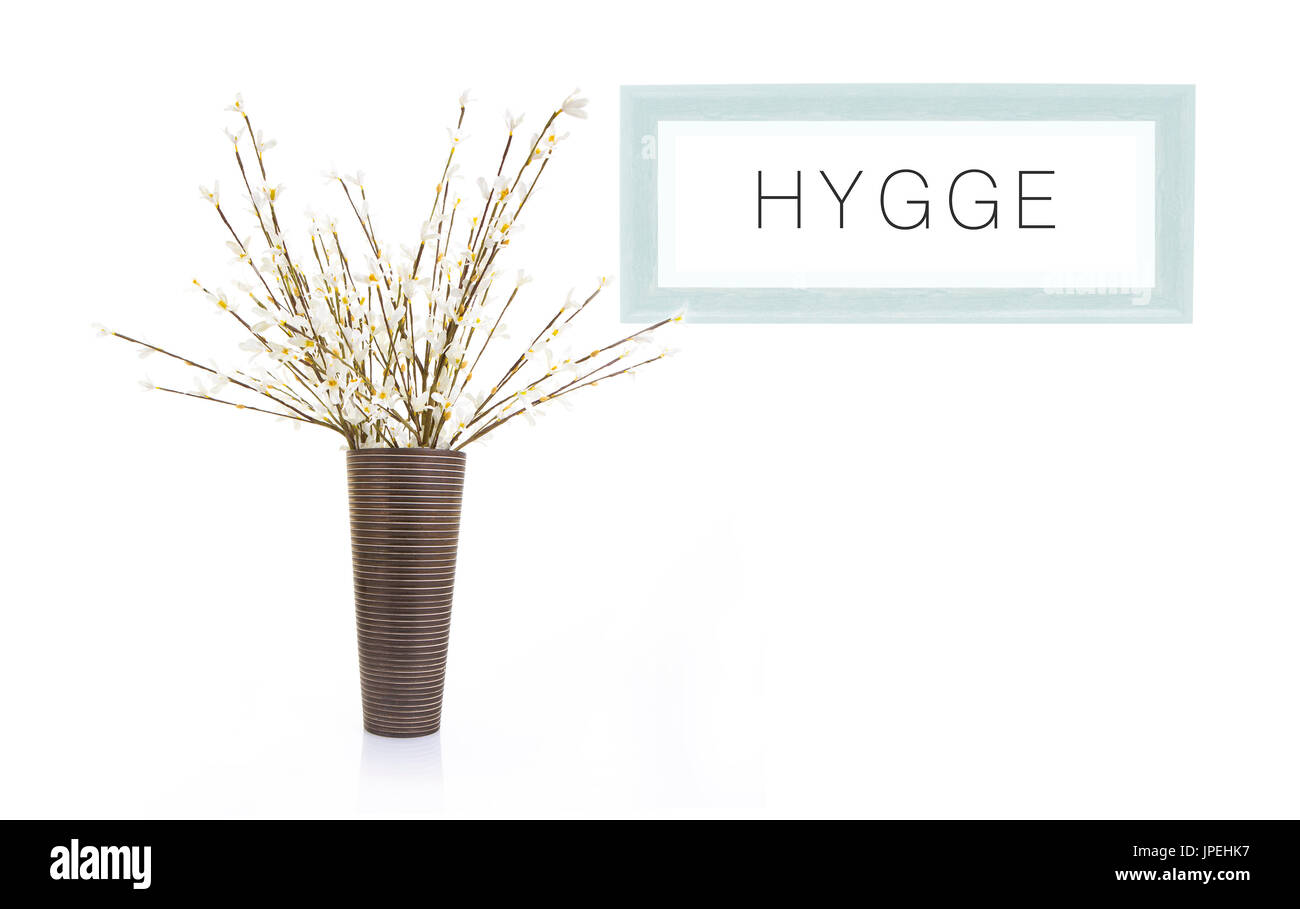 HYGGE on a frame with flowers, Hygge is a Danish and Norwegian word ...