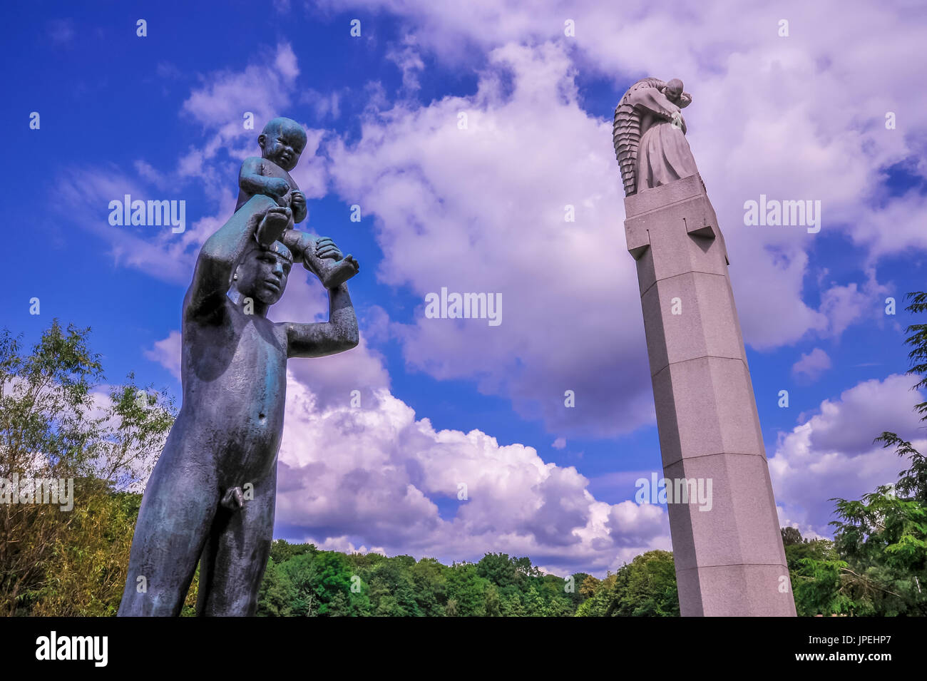 OSLO, NORWAY - JULY 14: Sculpture statues in Vigeland Sculpture Park ...