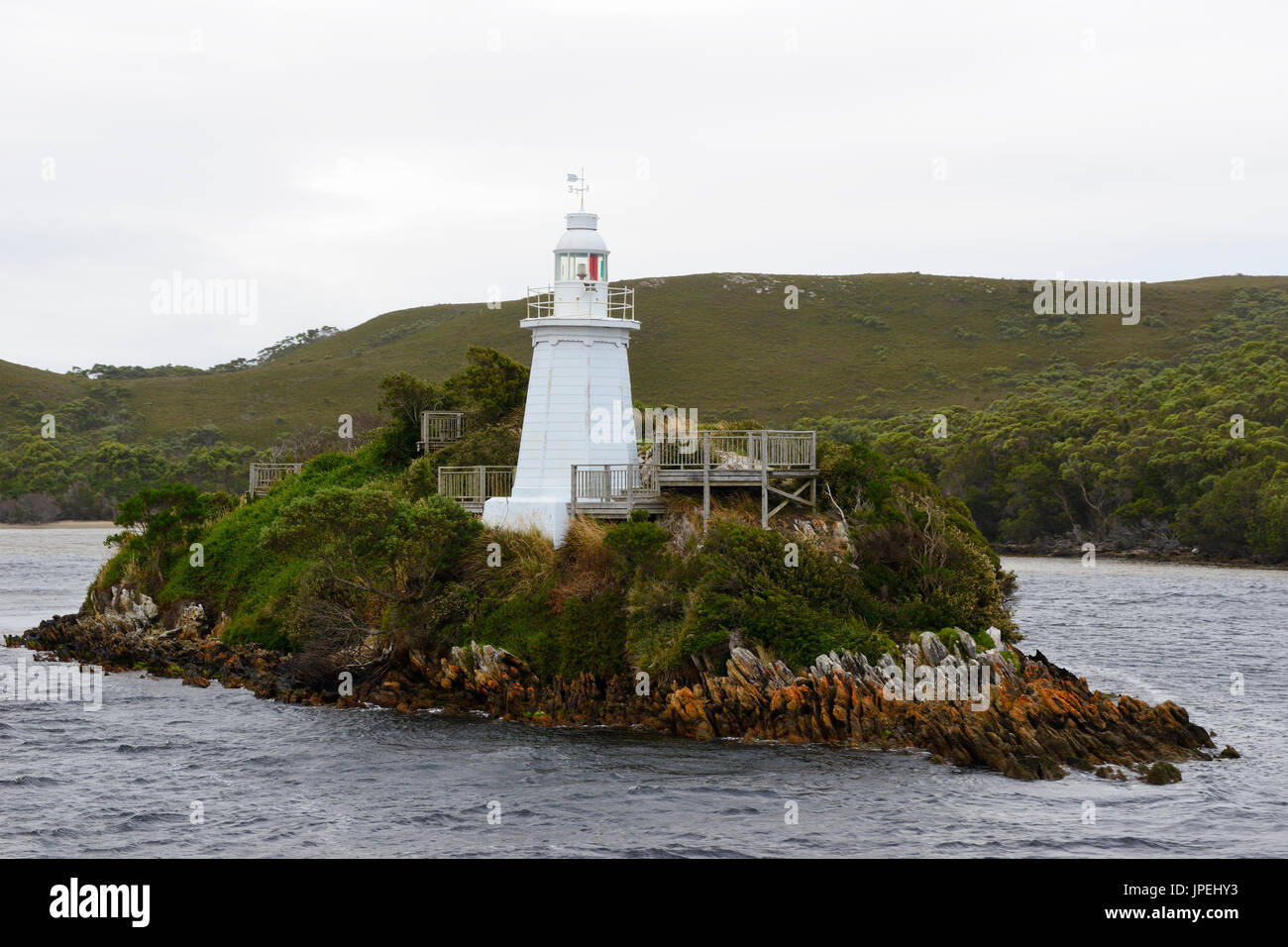 Bonnet Island lighthouse in the vicinity of "Hells Gates" at the ...
