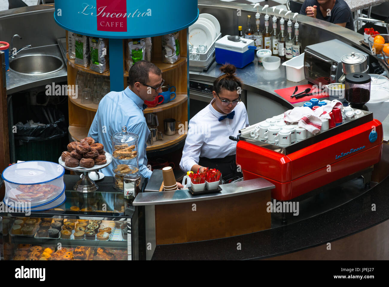 Waiters at cafe in Adelaide Arcade, Rundle Street Mall, Adelaide, South ...