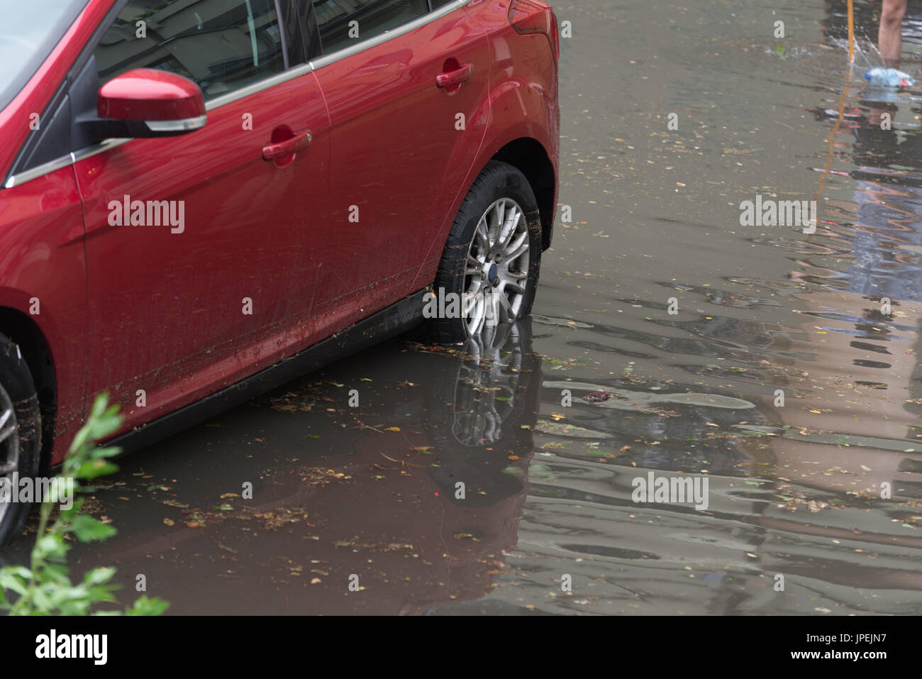 car in water after heavy rain and flood Stock Photo - Alamy