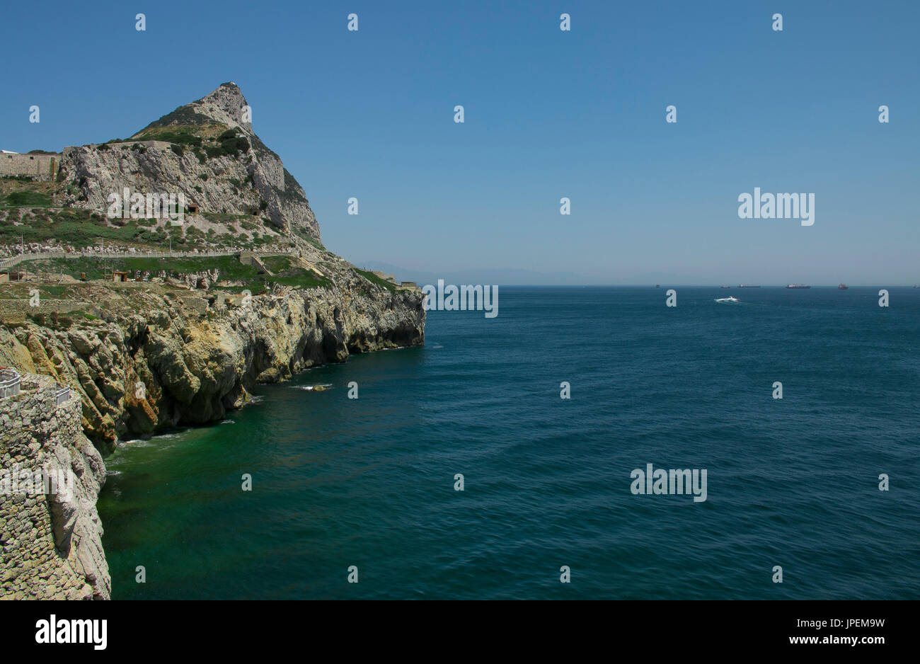 Coast and cliff in Gibraltar on the Mediterranean Sea Stock Photo - Alamy