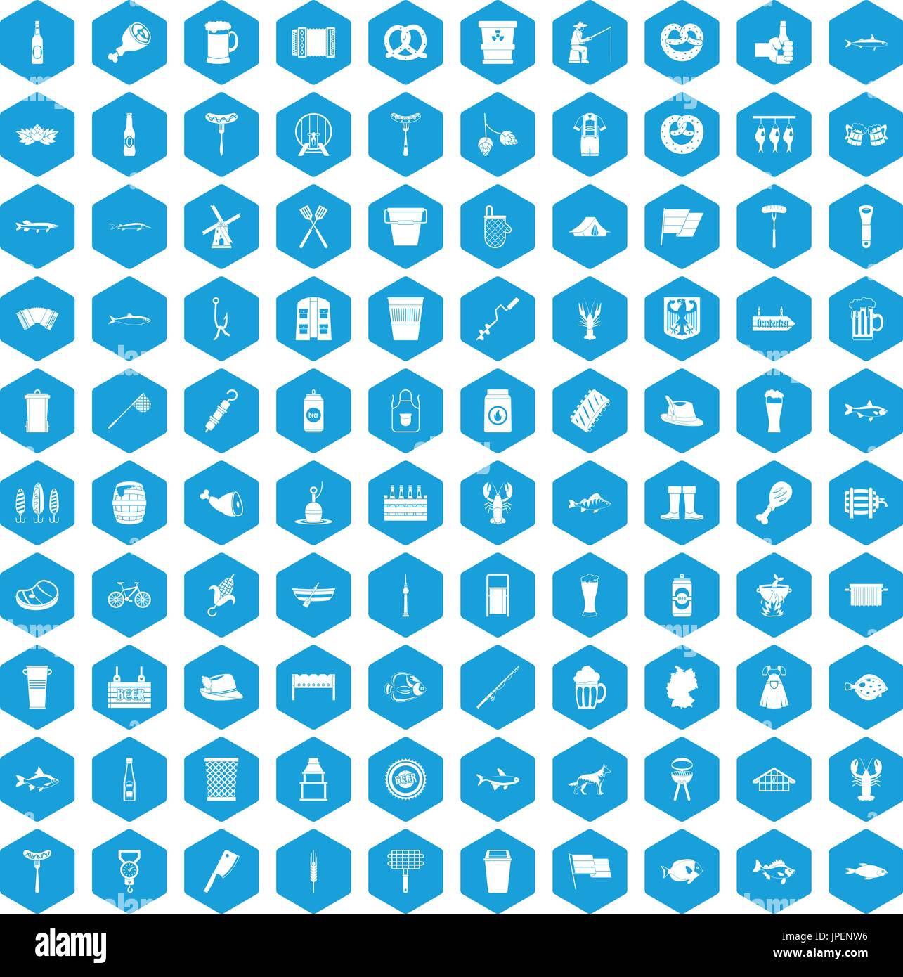 100 beer icons set blue Stock Vector Image & Art - Alamy