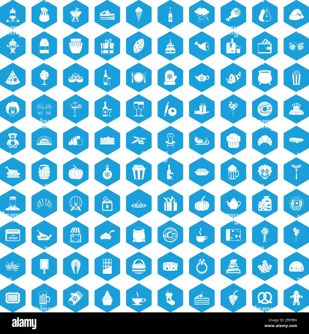 100 bounty icons set blue Stock Vector Image & Art - Alamy