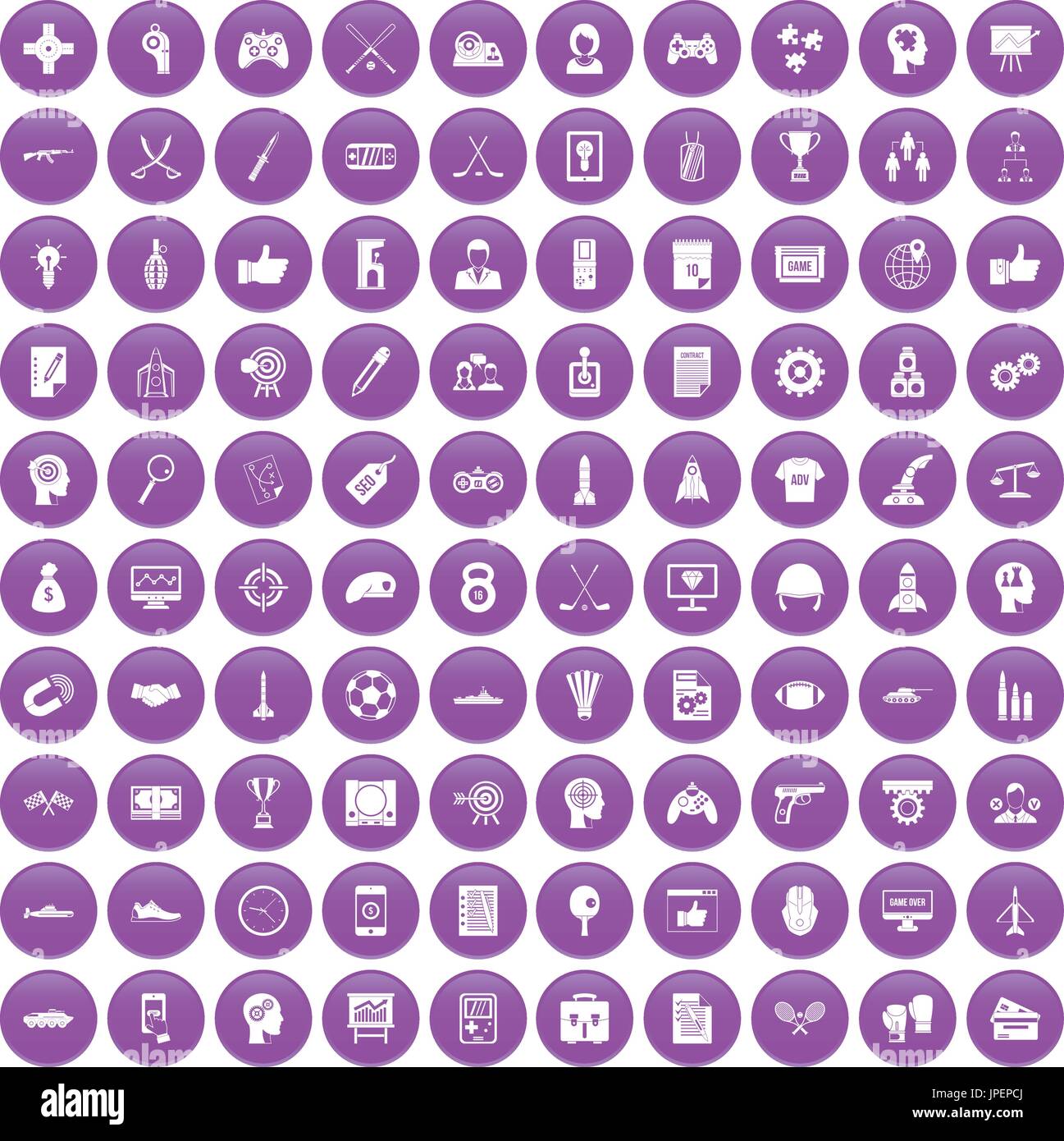 100 strategy icons set purple Stock Vector Image & Art - Alamy