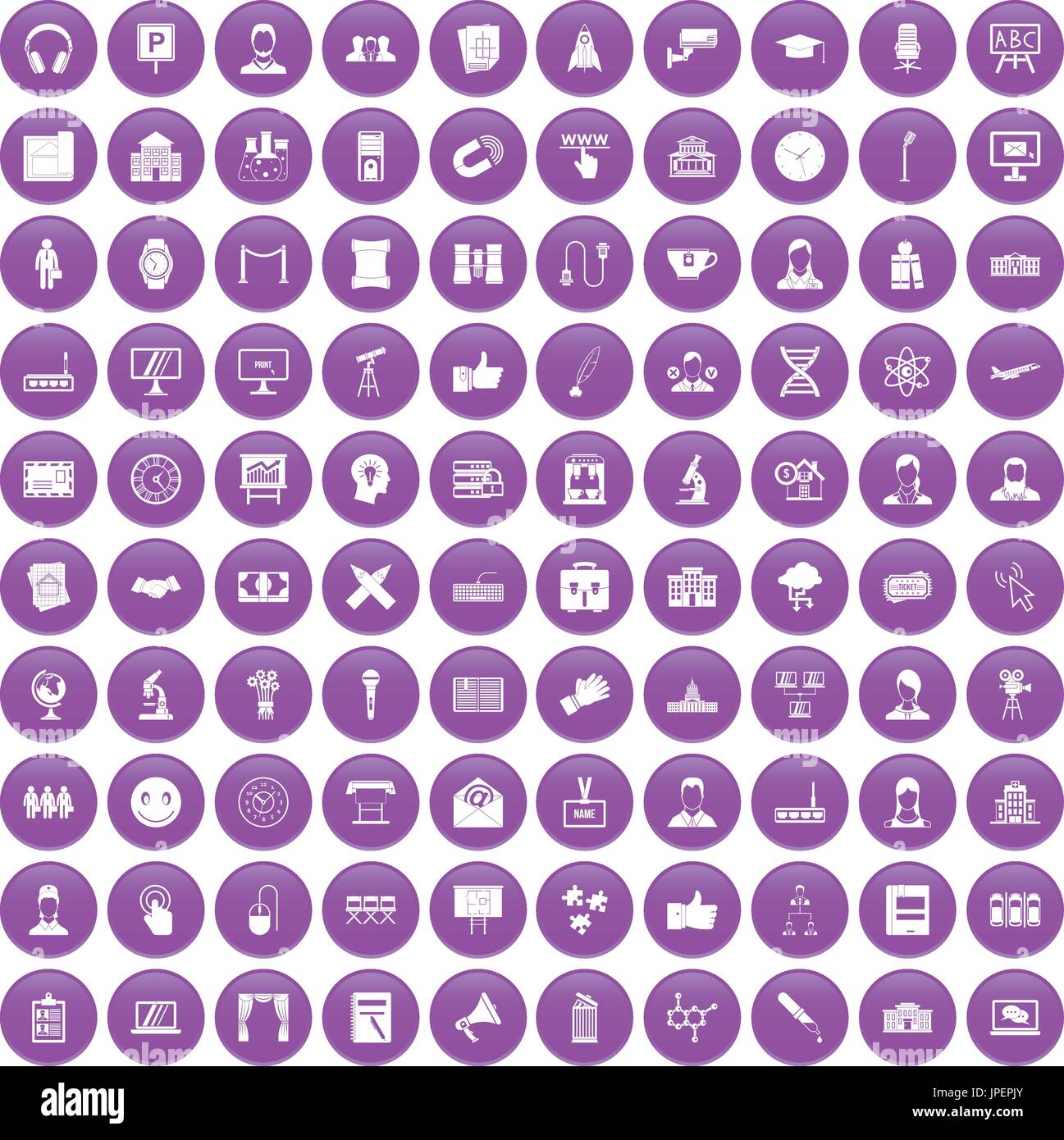 100 conference icons set purple Stock Vector Image & Art - Alamy