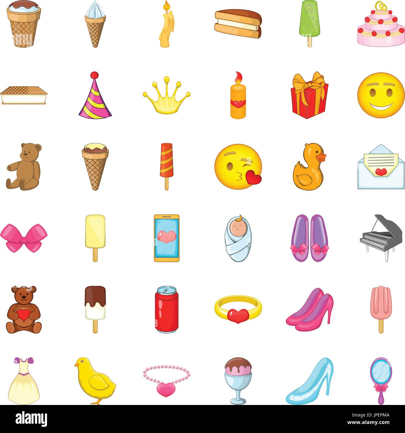 Fun party icons set, cartoon style Stock Vector Image & Art - Alamy