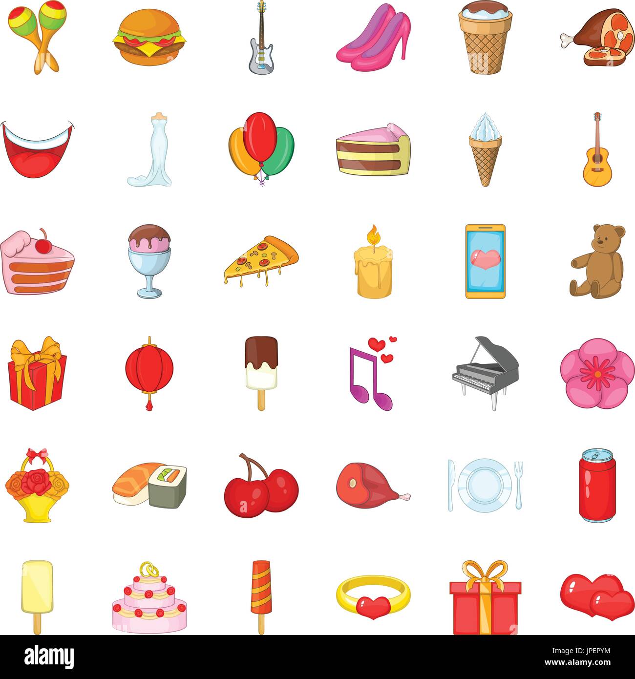 Fun holiday icons set, cartoon style Stock Vector Image & Art - Alamy