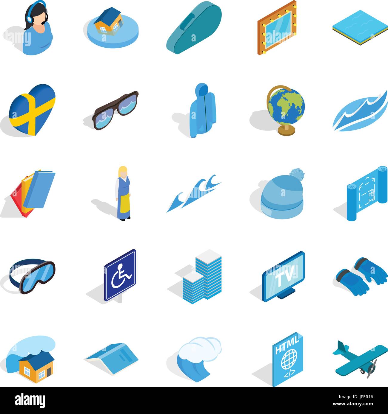 Blue icons set, isometric style Stock Vector Image & Art - Alamy