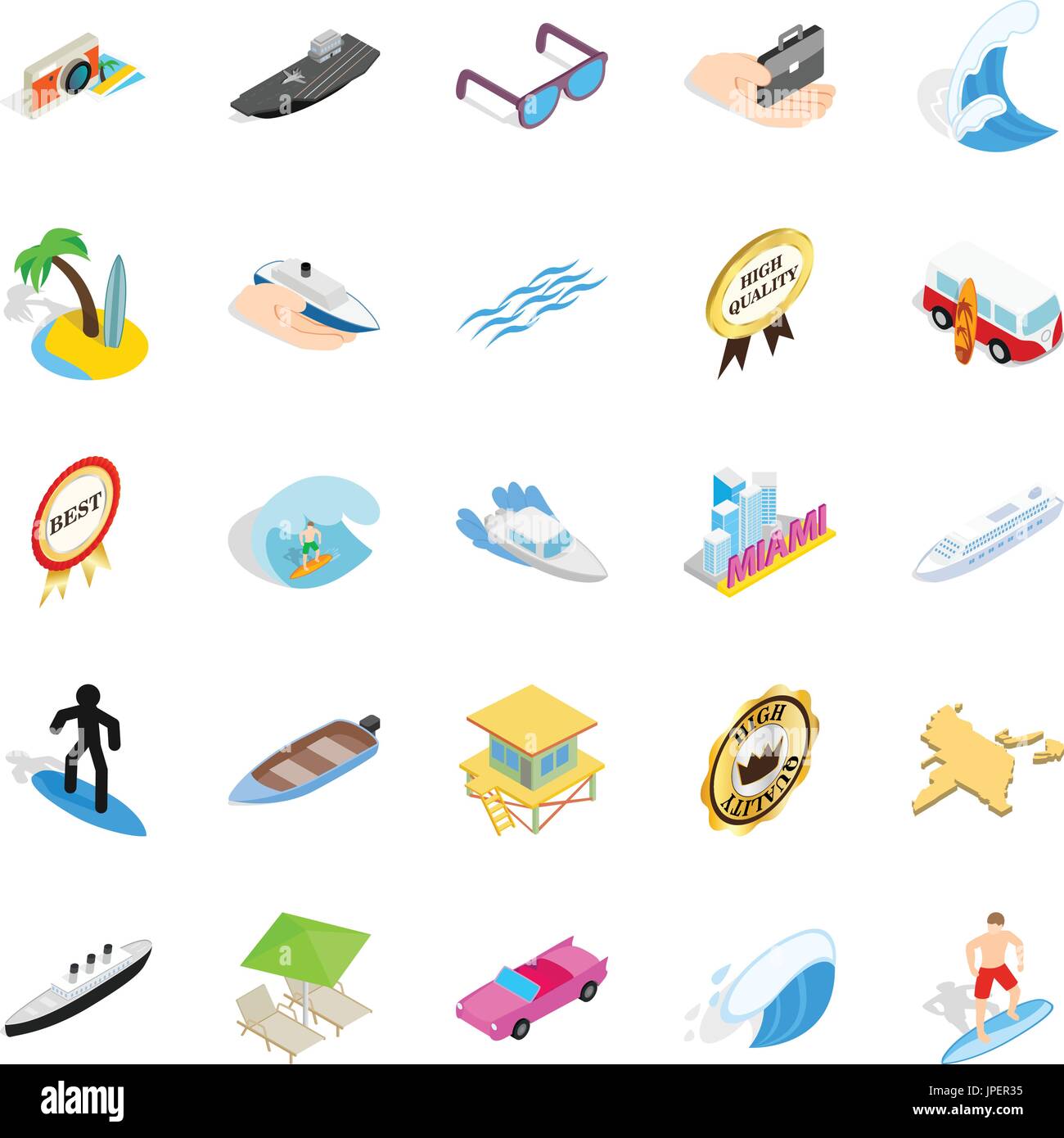 Beach holidays icons set, isometric style Stock Vector Image & Art - Alamy