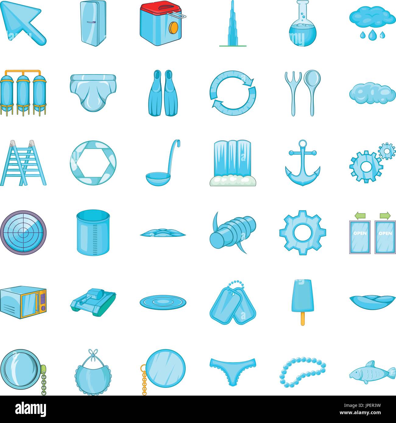 Blue icons set, cartoon style Stock Vector Image & Art - Alamy