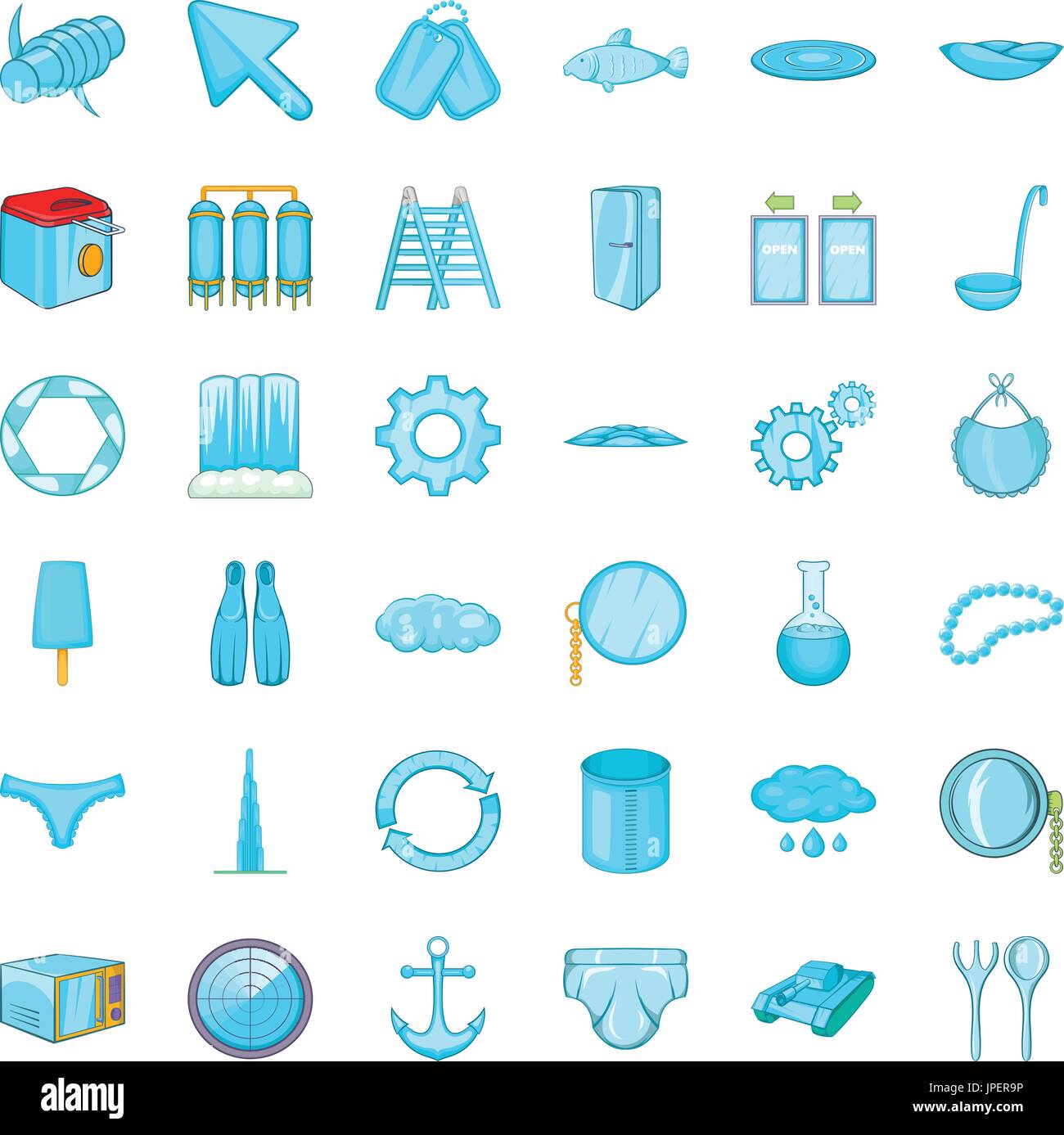 Different blue icons set, cartoon style Stock Vector Image & Art - Alamy