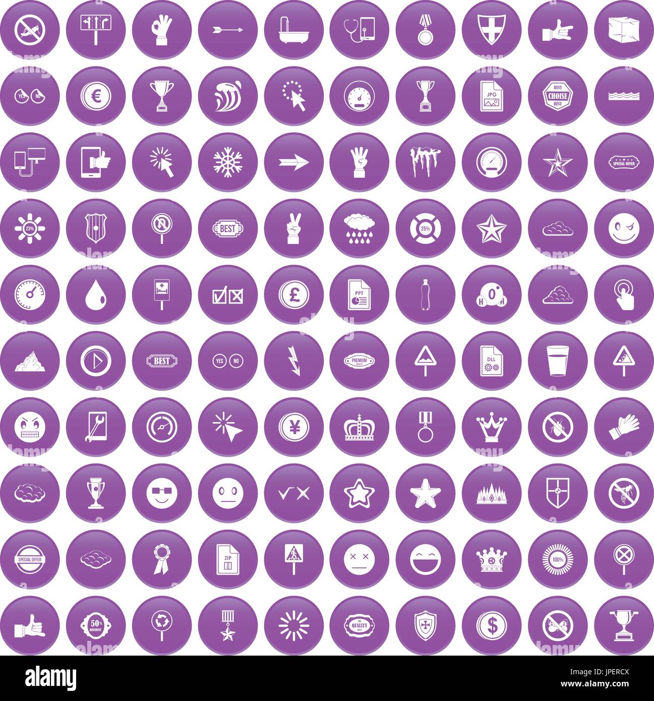 100 symbol icons set purple Stock Vector Image & Art - Alamy