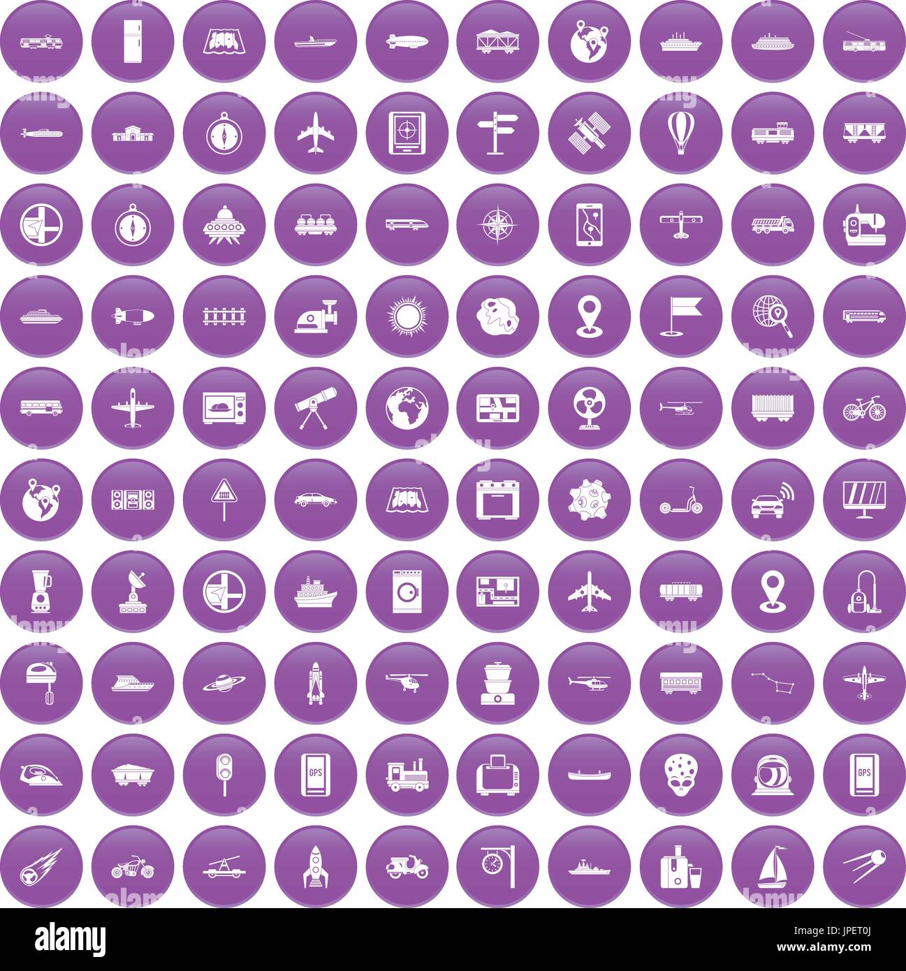 100 technology icons set purple Stock Vector Image & Art - Alamy
