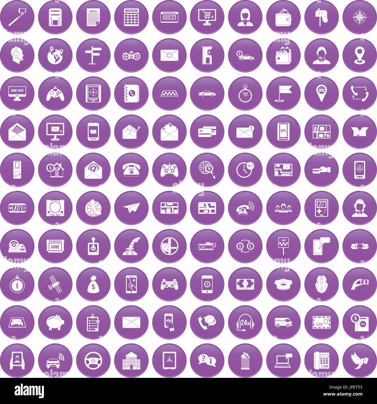 100 telephone icons set purple Stock Vector Image & Art - Alamy