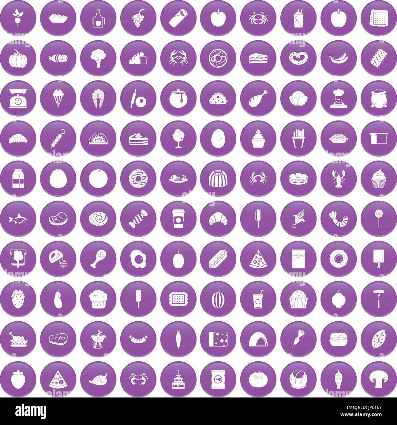 100 favorite food icons set purple Stock Vector Image & Art - Alamy