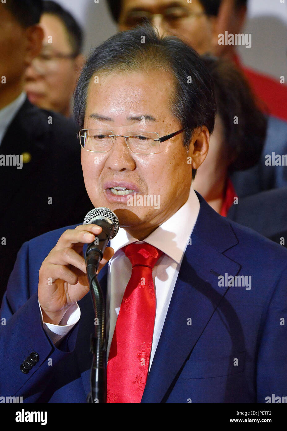 Hong Joon Pyo of the conservative Liberty Korea Party gives his ...