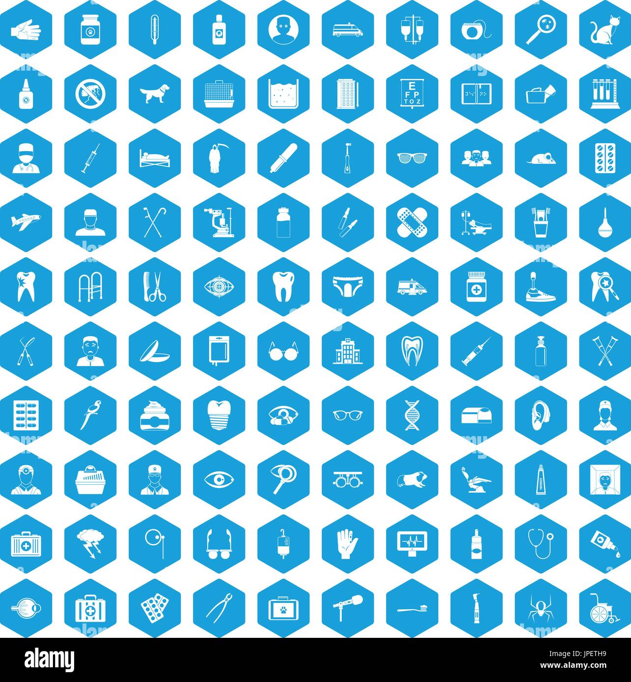 100 care icons set blue Stock Vector Image & Art - Alamy
