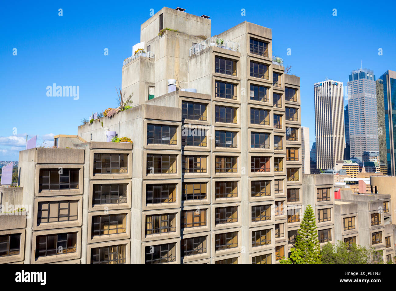 Brutalist style Sirius building, only high rise building in The Rocks ...